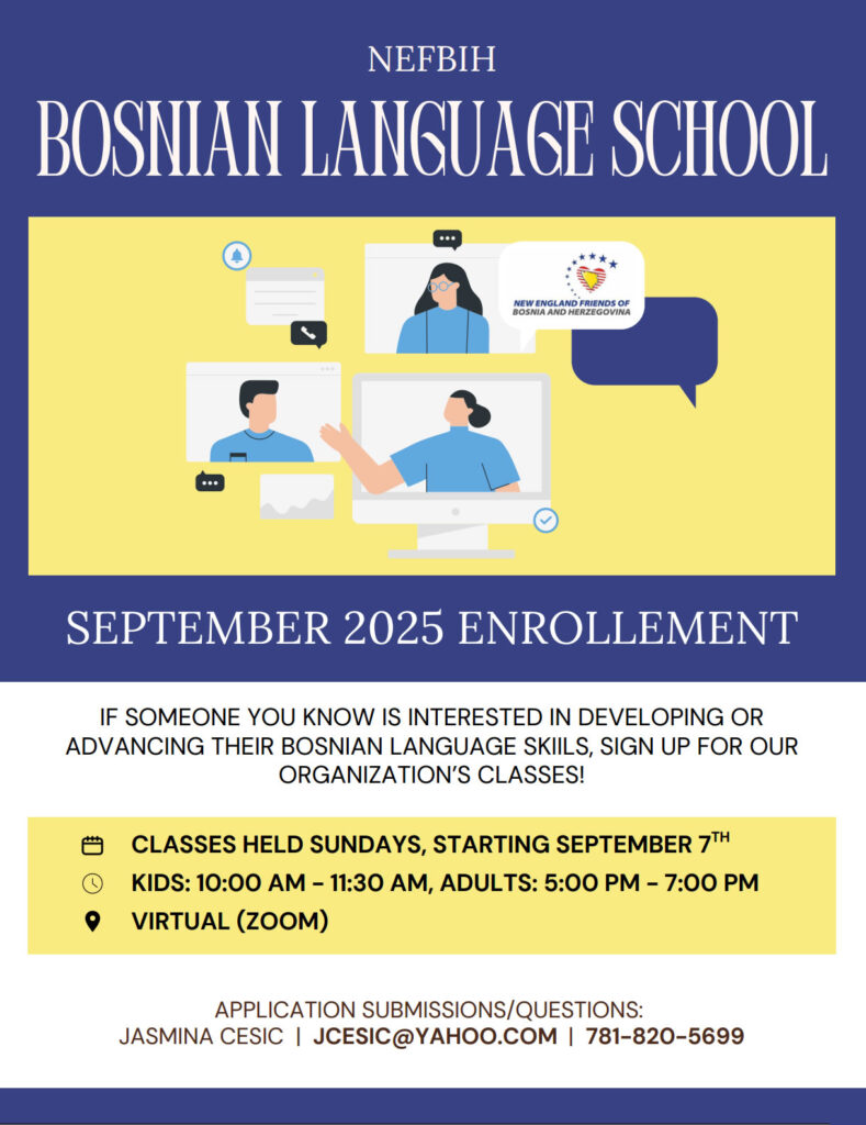 Bosnian Language School for adults – semester I – September 2025 – NEFBIH